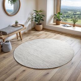 Wollteppich OTTO HOME "Wolltraum Passion", beige (natur, grau), H:10mm Ø:200cm, Wolle, Teppiche, Wendeteppich, handgewebt, melierte Optik, reine Wolle, Wohnzimmer