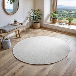 Wollteppich OTTO HOME "Wolltraum Pur", beige (naturweiß), B:100cm H:10mm L:100cm Ø:100cm, Wolle, Teppiche, Wendeteppich, handgewebt, Uni Farben, reine Wolle, Wohnzimmer