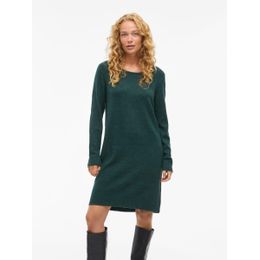 Strickkleid Vila "VIRIL L/S KNIT DRESS - NOOS", Damen, Gr. S, N-Gr, grün (ponderosa pine detail:schwarz melange), Feinstrick, Obermaterial: 50% Viskose, 27% Nylon, 23% Polyester, meliert, regular fit kniefrei, Rundhals, Rippstrickbündchen, Kleider