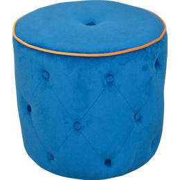 Hocker Home Affaire, blau, B:50cm H:45cm T:50cm, Samtbezug 100% Polyester, Hocker, Polsterhocker Sitzhocker