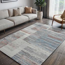 Teppich OTTO HOME "Ziven", beige (creme), B:200cm H:8mm L:290cm, Polyester, Teppiche, Kurzflor, modern bunt pflegeleicht, Hoch Tief, Wohnzimmer