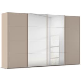 Schwebetürenschrank Rauch "Kleiderschrank Schrank Garderobe Schlafzimmerschrank SCALE-FYRA", grau (fango, griffleisten fango), B:360cm H:223cm T:68cm, Holzwerkstoff, Schränke, edle viergeteilte Türen mit Spiegel und vielen Farben MADE IN GERMANY