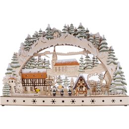 LED Schwibbogen "Weihnachtsdeko", beige (natur), B:60cm H:39cm T:10cm, Holzwerkstoff, MyFlair MÖBEL & ACCESSOIRES, Schwibbögen, aus Holz, mit LED Beleuchtung, Höhe ca. 39 cm
