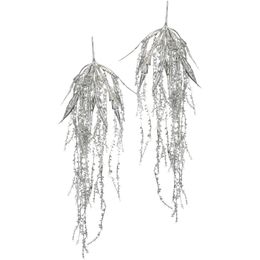 Kunstblume I.GE.A. "Perlenschnur", silber (silberfarben), B:12cm H:65cm L:7cm, Obermaterial: 100% Kunststoff, Kunstpflanzen, Busch Künstliche Hängepflanze, 2er Set