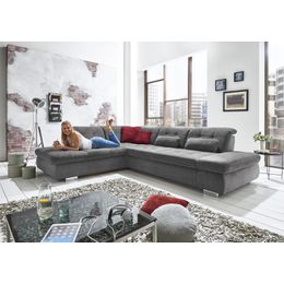 Ecksofa DIE PLANBAR "MP-IN17004 L-Form", grau, B:323cm H:84cm T:124cm, 100% Polyester, Sofas, Ecksofa, wahlweise mit Bettfunktion, Sitztiefen- und Kopfteilverstellung