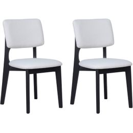 Esszimmerstuhl ByLiving "Elsa", beige, schwarz, B:48cm H:87cm T:54cm, Massivholz, Stoff, Stühle, modern gemütlicher Massiv - Holzstuhl mit hochwertigem Webstoffpolster