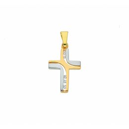 Adelia´s Kettenanhänger ADELIA´S "Damen Gold Schmuck 585 Gold Kreuz Anhänger mit Zirkonia", gold, Schmuckanhänger, Damen, mit Zirkonia, Gold, mit Zirkonia Goldschmuck für Damen & Herren