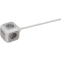 Fa.Brennenstuhl Mehrfachsteckdose BRENNENSTUHL "ALEA-Power USB-Charger", grau (lichtgrau), B:10,5cm H:11,5cm T:12,5cm, Kunststoff, Steckdosenleisten, Steckdosenwürfel