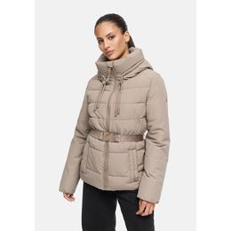 Winterjacke Marikoo "Himee", Damen, Gr. M, taupe grau, Obermaterial: 100% Polyester; Futter: 100% Polyester; Wattierung: 100% Polyester; Ärmelfutter: 100% Polyester, Jacken, mit praktischem Taillengürtel und robuster Klickschnalle