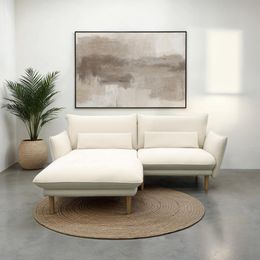 Ecksofa DOMO collection "Leuven kompakte Stellma&szlig;e, Breite 200 cm, schmale Armlehnen, L-Form", beige (creme), B:200cm H:86cm T:159cm, 100% Polyester, Sofas, Ecksofa, angenehm feste Polsterung, bodenfrei, 19 cm hohe Holzf&uuml;&szlig;e