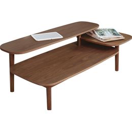Couchtisch WOODMAN "Eichberg, Kafeetisch, Sofatisch, Wohnzimmertisch", braun (walnuss), B:120cm H:42cm T:60cm, Tische, mit 3 verschiedenen Ebenen, Breite 120 cm, FSC-zertifiziert