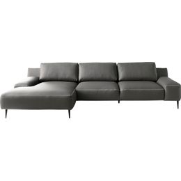 Ecksofa DESIGNWERK "Forma L-Form, zeitloses Designsofa mit aktuellem Fu&szlig;", grau (steel), B:344cm T:162cm, Leder;Struktur 98% Polyester, 2% Acryl, Sofas, Ecksofa, in hochwertiger Verarbeitung & tollem Sitzkomfort