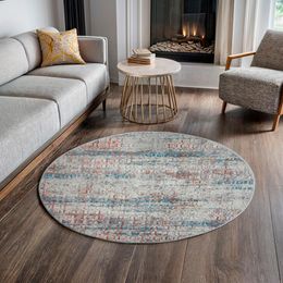 Teppich OTTO HOME "Myrah", grau (hellgrau), B:120cm H:8mm L:120cm Ø:120cm, Polyester, Teppiche, Kurzflor, modernes Design, pflegeleicht, Wohnzimmer