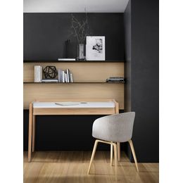 Schreibtisch WOODMAN "Feldbach", braun (eichefarben, weiß), B:126cm H:79cm T:60cm, Tische, im schlichten skandinavischen Design, FSC-zertifiziert