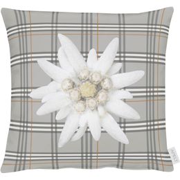 Dekokissen Apelt "Fanni" Gr. 1, grau (grau, bedruckt), B:46cm L:46cm, Polyester, Dekokissen_Sitzkissen_Kissenhüllen, Kissenhülle ohne Füllung, 1 Stück