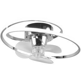 REALITY LEUCHTEN LED Deckenleuchte "UMEA Deckenventilator mit Beleuchtung, Rotor schwenkbar, Fernbedienung", silber (chrom weiß), 1, Ø 50cm H: 20cm, 1 Stk., Leuchten, LED Ventilator dimmbar CCT Memory Nachtlicht Sommer- & Winterfunktion