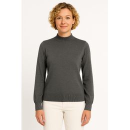 Strickpullover Only "ONLBIRTHE O-NECK PULLOVER ZL KNT", Damen, Gr. L, grau (medium grau melange), Strick, Obermaterial: 50% Viskose, 27% Nylon, 23% Polyester, unifarben, normal, hoch geschlossener Ausschnitt, Pullover