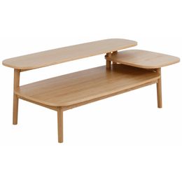 Couchtisch WOODMAN "Eichberg, Kafeetisch, Sofatisch, Wohnzimmertisch", beige (natur), B:120cm H:42cm T:60cm, Tische, mit 3 verschiedenen Ebenen, Breite 120 cm, FSC-zertifiziert