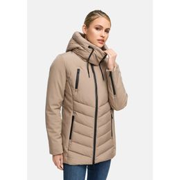 Winterjacke Marikoo "Tivaa", Damen, Gr. L, taupe grau, Obermaterial: 98% Polyester, 2% Elastan; Futter: 100% Polyester; Wattierung: 100% Polyester; Ärmelfutter: 100% Polyester, Jacken, mit abnehmbarer Kapuze und figurbetonter Passform