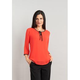 Chiffonbluse Seidel Moden "Exklusiv bei OTTO", Damen, Gr. 48, rot, Web, Obermaterial: 100% Polyester. Obermaterial 2: 95% Viskose, 5% Elasthan, unifarben mit Farbeins&auml;tzen, normal Po-bedeckend, Rundhals, gerader Abschluss, Blusen Chiffonbluse, in eleganter 2 in 1 Optik - MADE IN GERMANY