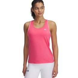 Tanktop Under Armour "TECH KNOCKOUT TANK", Damen, Gr. L, weiß (super pink,, weiß), Obermaterial: 90% Polyester, 10% Elasthan, Rundhals, Tops