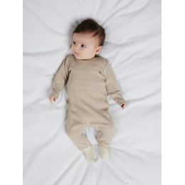 Body name it "NBNNAKAL LS SUIT NOOS", Baby, Gr. 50, N-Gr, beige (pure cashmere), Sweatware, Obermaterial: 95% Baumwolle, 5% Elasthan, unifarben, regular fit, Rundhals, Bodys