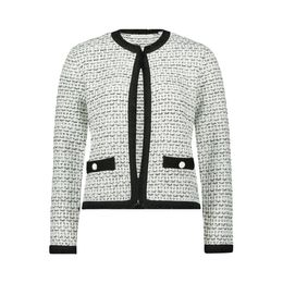 BETTY & CO Strickjacke BETTY & CO "Damen Strick-Cardigan mit Fransen", Damen, Gr. 36, schwarz (weiß, schwarz), Strick, Obermaterial: 72% Polyacryl, 28% Polyamid., gerade normal, Rundhals, Strickjacken