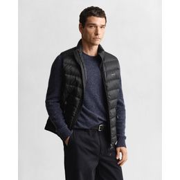 Steppweste Gant "LIGHT DOWN VEST", Herren, Gr. L, schwarz, Web, Obermaterial: 100% Polyester. Futter: 100% Polyester, regular fit hüftlang, Westen, Stehkragen, leicht, 2-Wege Reißverschluss