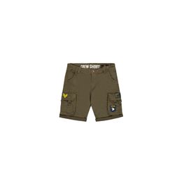 Shorts Alpha Industries "Crew Short Patch", Herren, Gr. 30, Normalgrößen, grün (schwarz olive), Obermaterial: 98% Baumwolle, 2% Elastan; Futter: 100% Baumwolle, Hosen