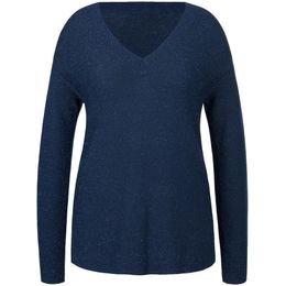 Anna Aura - V-Pullover, blau, Gr. 44 / L - Baumwolle