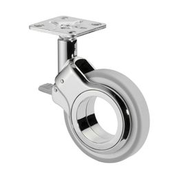 BS Rollen Design-Lenkrolle m.Feststeller D.75mm Trgf. 50kg m.Platte Polyurethan grau (F383.075)