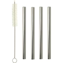Metaltex Inox Trinkhalm Set 4 teilig lang inklusive Reinigungsb&uuml;rste Kurz &Oslash; 0,8 x 12,5 cm - Sonstiges K&uuml;chenzubeh&ouml;r