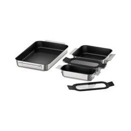 Siemens Pro Induction Flex Pfannen-Set HZ9FF040, 4-teilig edelstahl/schwarz, 1x gro&szlig;, 1x medium, 2x klein mit Glasdeckel