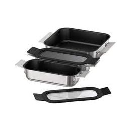Siemens Pro Induction Flex Pfannen-Set HZ9FF030, 3-teilig edelstahl/schwarz, 1x medium, 2x klein mit Glasdeckel