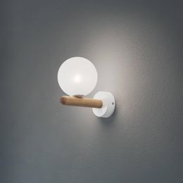 TK Lighting Wandleuchte Estera, wei&szlig;/holzfarben, Glas, &Oslash; 12 cm, G9