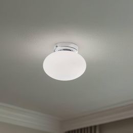 Deckenlampe Ufo, chrom/weiß, Ø 18 cm, Glas, G9