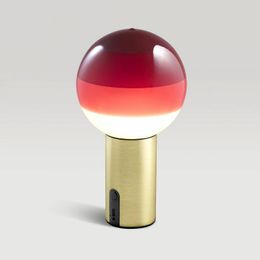 Marset Akku-Tischlampe Dipping Light, rot/messing, dimmbar