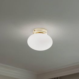 Deckenlampe Ufo, gold/weiß, Ø 18 cm, Glas, G9