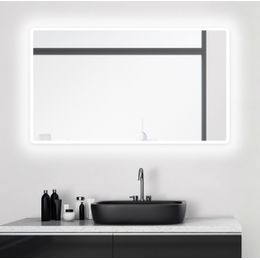 Badspiegel Talos "Moon", silber, B:120cm H:2,5cm T:70cm, Spiegel, LED Spiegel, Design Lichtspiegel