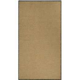Teppich Pad "Moss", grau, B:200cm H:6mm L:200cm, Jute, Wolle, Teppiche, Juteteppich, handgewebt, Uni Farben, farbige Umrandung, Wohnzimmer