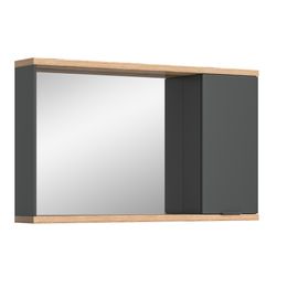 Spiegelschrank Welltime "Sencillo, Spiegelschrank 130 cm", anthrazit grau nb, nox oak nb, B:130cm H:77cm T:20cm, Spanplatte, Schränke, Sencillo, Spiegelschrank, 1 Tür, 3 Fächer