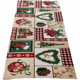Tischläufer Dreams "Weihnachtszeit, Weihnachtsdeko, Weihnachten" Gr. 1, bunt (natur, rot, beige, grün), B:32cm L:96cm, Baumwolle, Polyester, Tischdecken, Weihnachten