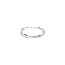 Armkette Tommy Hilfiger "LAYERED SET", edelstahlfarben, blau, weiß, rot, Armbänder, Damen, 19cm, Edelstahl