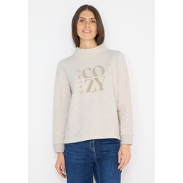 Strickpullover Cecil, Damen, Gr. L (42), oat milk beige melange, Web, 64% Baumwolle, 36% Polyester, unifarben, comfort fit normal, ohne Ausschnitt, Bündchen, Pullover, im soften Baumwoll-Mix