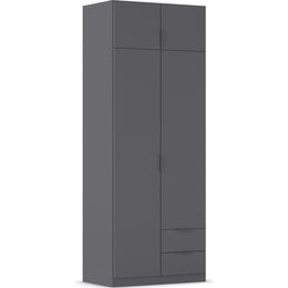 Kleiderschrank Rauch "Drehtürenschrank Schrank Garderobe Ankleide Schlafzimmer LAGOA", graumetallic, B:91cm H:235cm T:54cm, Holzwerkstoff, Schränke, mit geräumigen Schubladen, optional mit Aufsatz MADE IN GERMANY