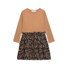 Jerseykleid DANAMADE "DANAMADE Dresses DSOLEY", Mädchen, Gr. 128, EURO, beige, Oberteil: 95% Baumwolle, 5% Elasthan; Rock: 97% Polyester, 3% Elasthan, Kleider