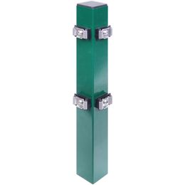 Eckpfosten Alberts "Doppelstabmattenzaun", grün, H:120cm T:6cm, Stahl, Zaunpfosten, inkl. Klemmlasche, grün, Höhe: 120 - 200 cm