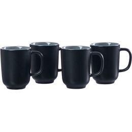 Ritzenhoff & Breker Becher RITZENHOFF & BREKER "Jasper", schwarz, 285ml, 4 Stk., Steinzeug, Trinkgefäße, 4-teilig