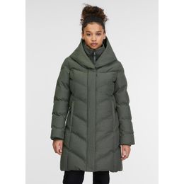 Steppjacke Ragwear "NATALKA", Damen, Gr. XXL (44), grün (schwarz olive), Web, Obermaterial: 100% Polyester, unifarben, ca. Mitte Oberschenkel, Rippstrickbündchen, Jacken, wasserabweisender Steppmantel für den Übergang und Winter
