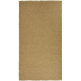 Teppich Pad "Moss", sand, B:200cm H:6mm L:200cm, Jute, Wolle, Teppiche, Juteteppich, handgewebt, Uni Farben, farbige Umrandung, Wohnzimmer